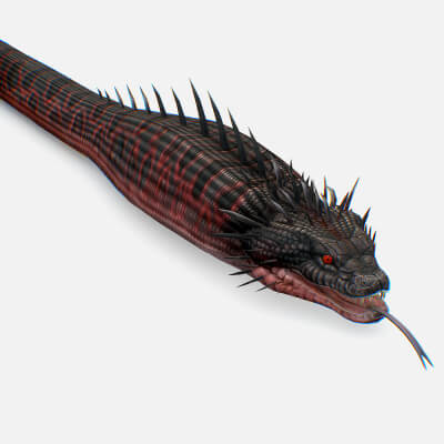 Anaconda Black Red Snack Python King Cobra Monster - 3D Model by LiveBook3D