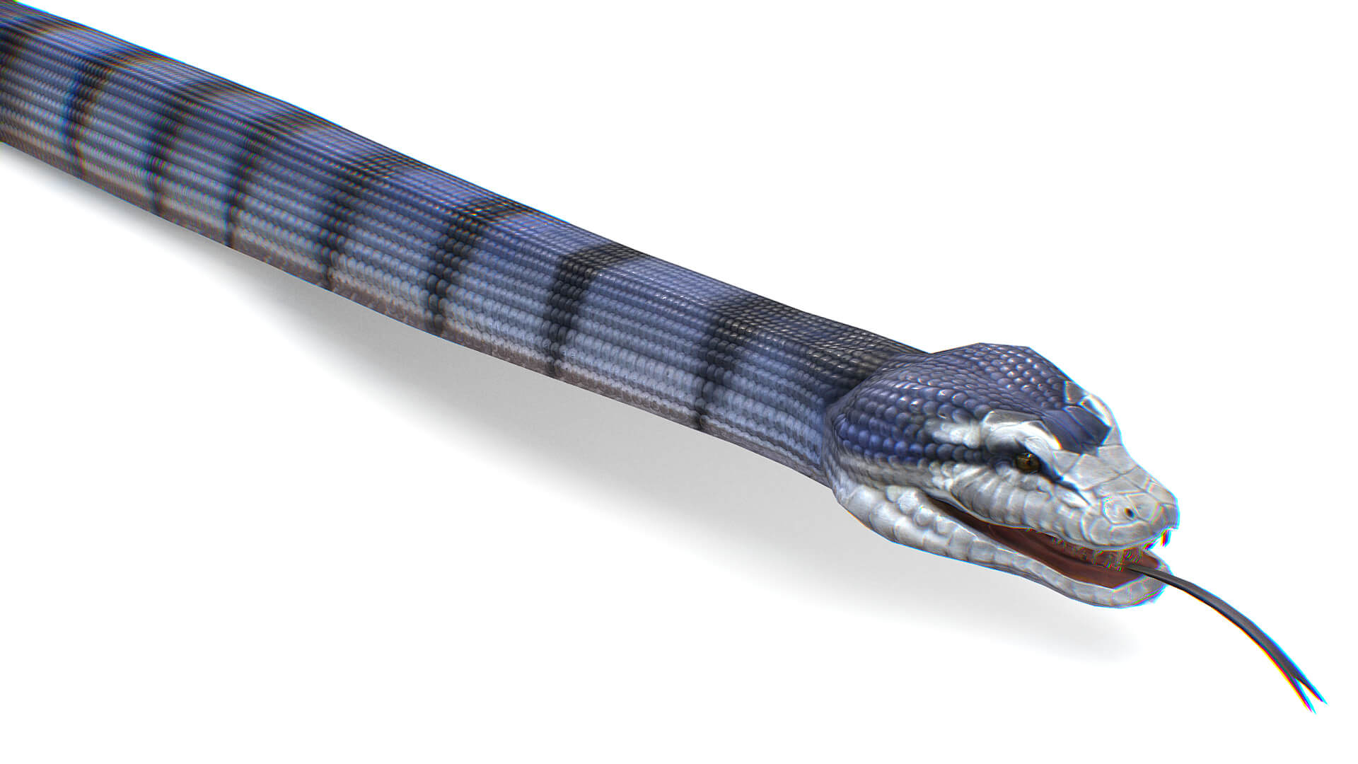 Anaconda Blue Snake Python King Cobra Monster 3D Model by LiveBook3D