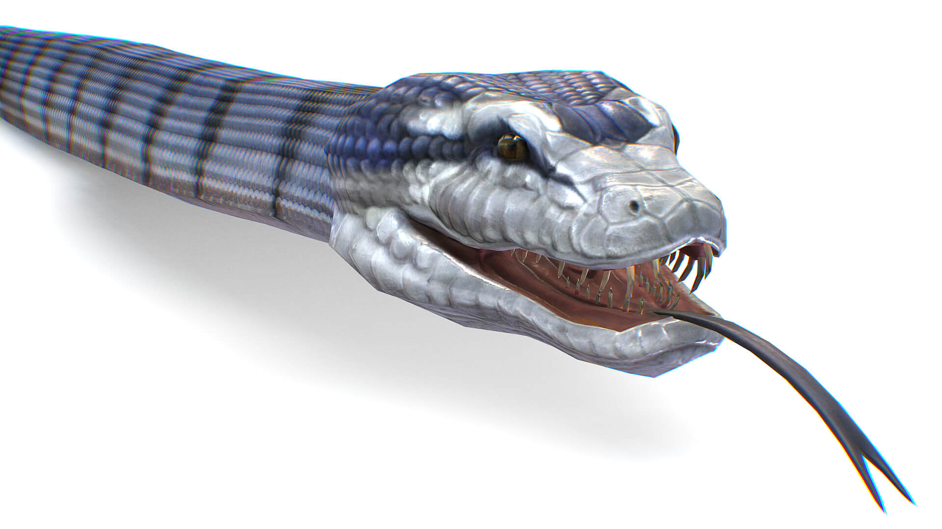 Anaconda Blue Snake Python King Cobra Monster 3D Model by LiveBook3D