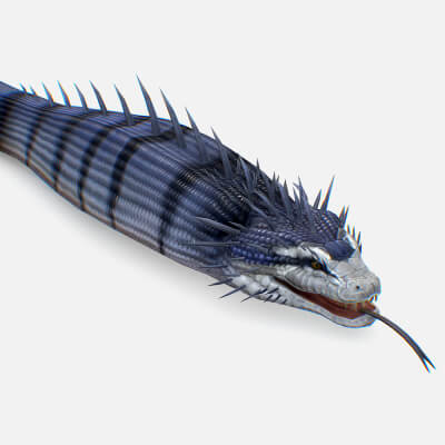 Anaconda Blue Snack Python King Cobra Monster 3D Model by LiveBook3D