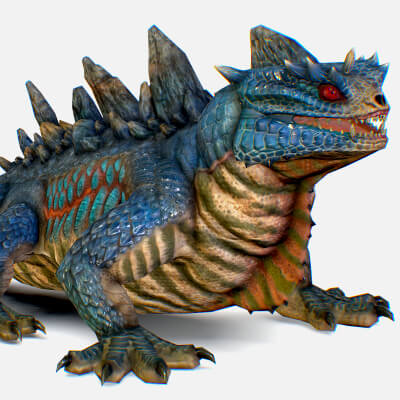 Basilisk Blue Lizard Monster Creature Animal Reptile - 3D Model by ...