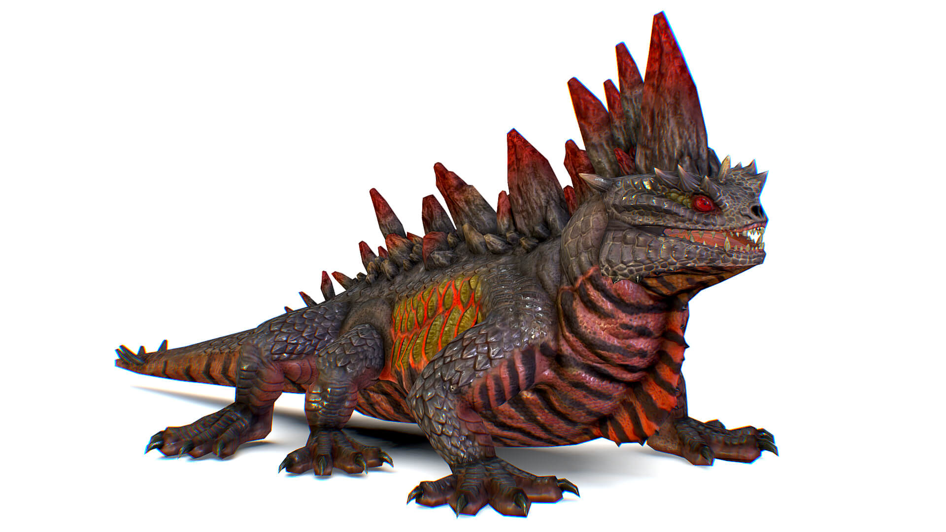 Basilisk Red Fire Lizard Monster Creature Animal Reptile - 3D Model by ...