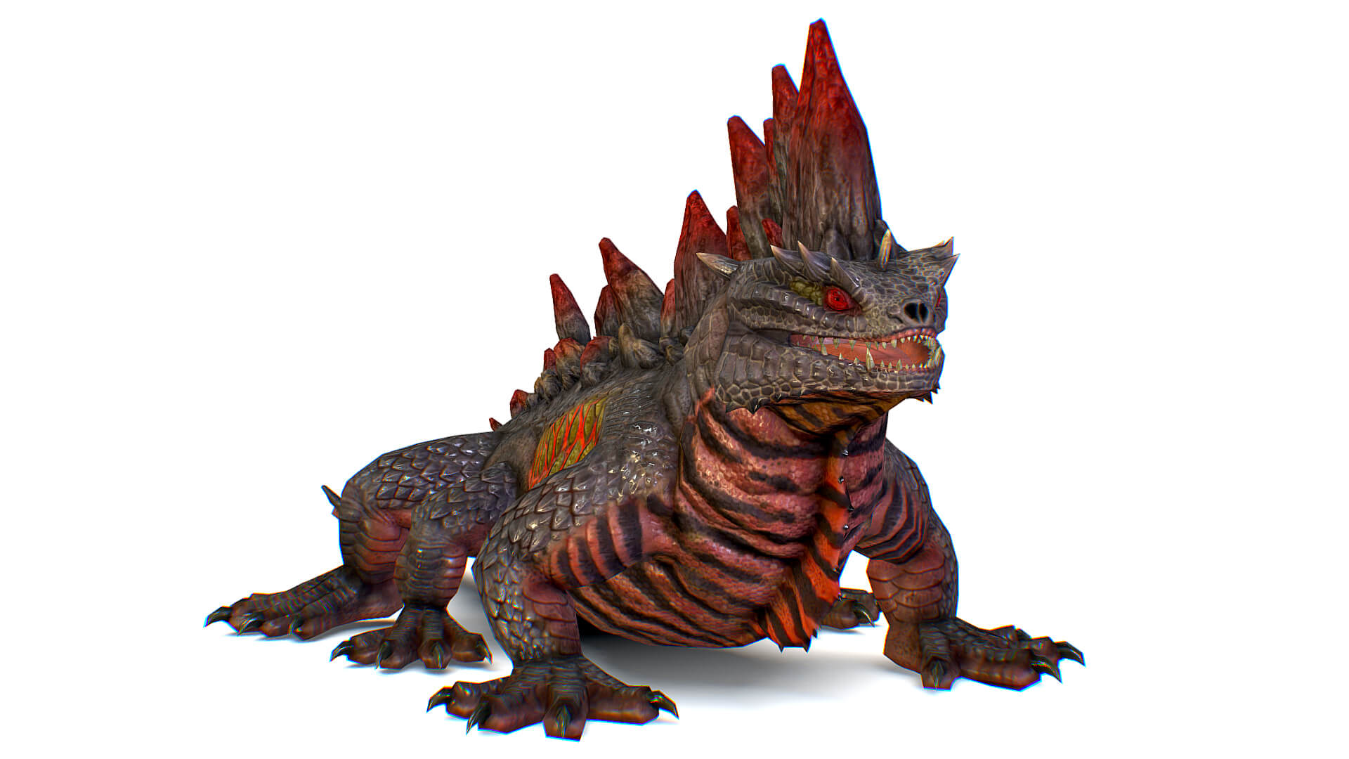 Basilisk Red Fire Lizard Monster Creature Animal Reptile - 3D Model by ...