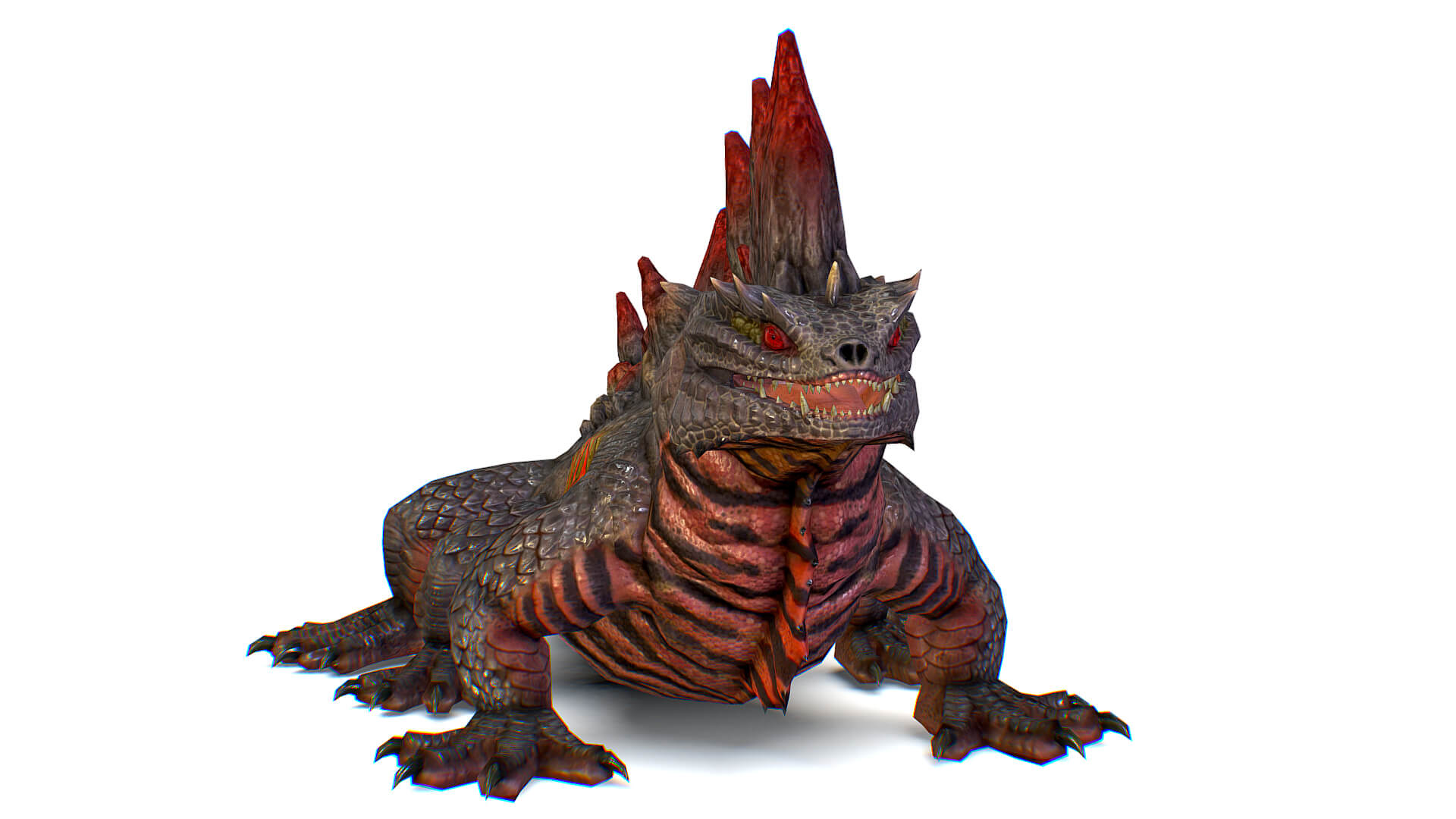 Basilisk Red Fire Lizard Monster Creature Animal Reptile - 3D Model by ...