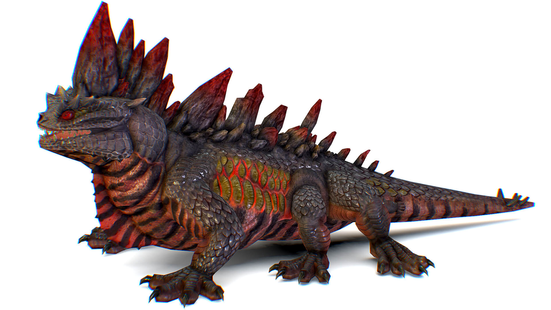 Basilisk Red Fire Lizard Monster Creature Animal Reptile - 3D Model by ...