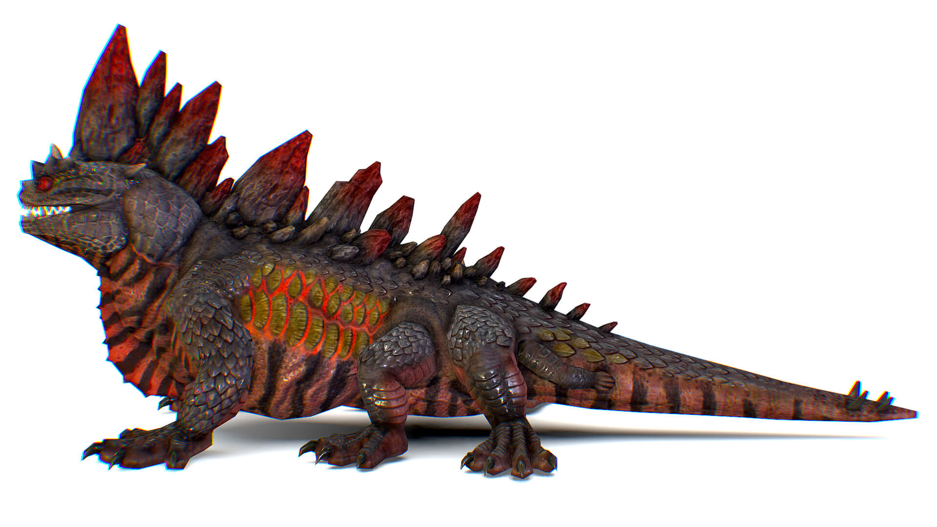 Basilisk Red Fire Lizard Monster Creature Animal Reptile - 3D Model by ...