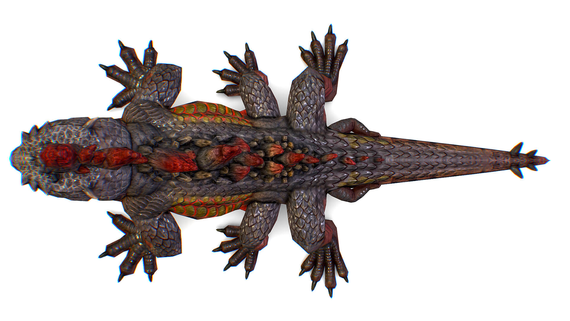 Basilisk Red Fire Lizard Monster Creature Animal Reptile - 3D Model by ...