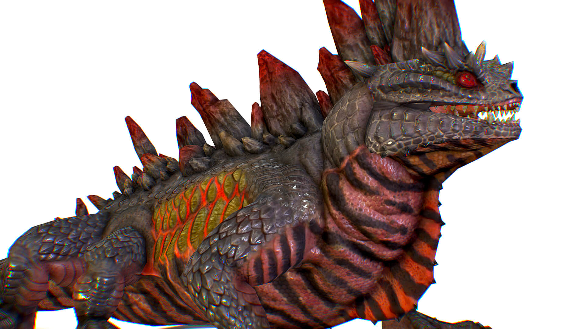 Basilisk Red Fire Lizard Monster Creature Animal Reptile - 3D Model by ...