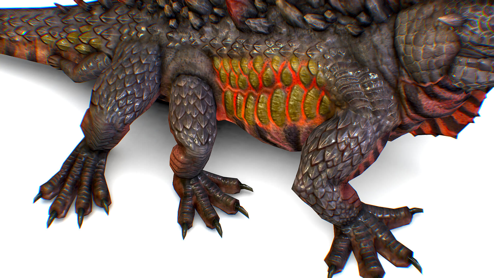 Basilisk Red Fire Lizard Monster Creature Animal Reptile - 3D Model by ...