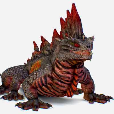 Basilisk Red Fire Lizard Monster Creature Animal Reptile - 3D Model by ...