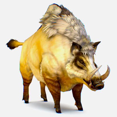 Boar Wild Pig Beige Animal Bushpig Mammal - 3D Model by LiveBook3D