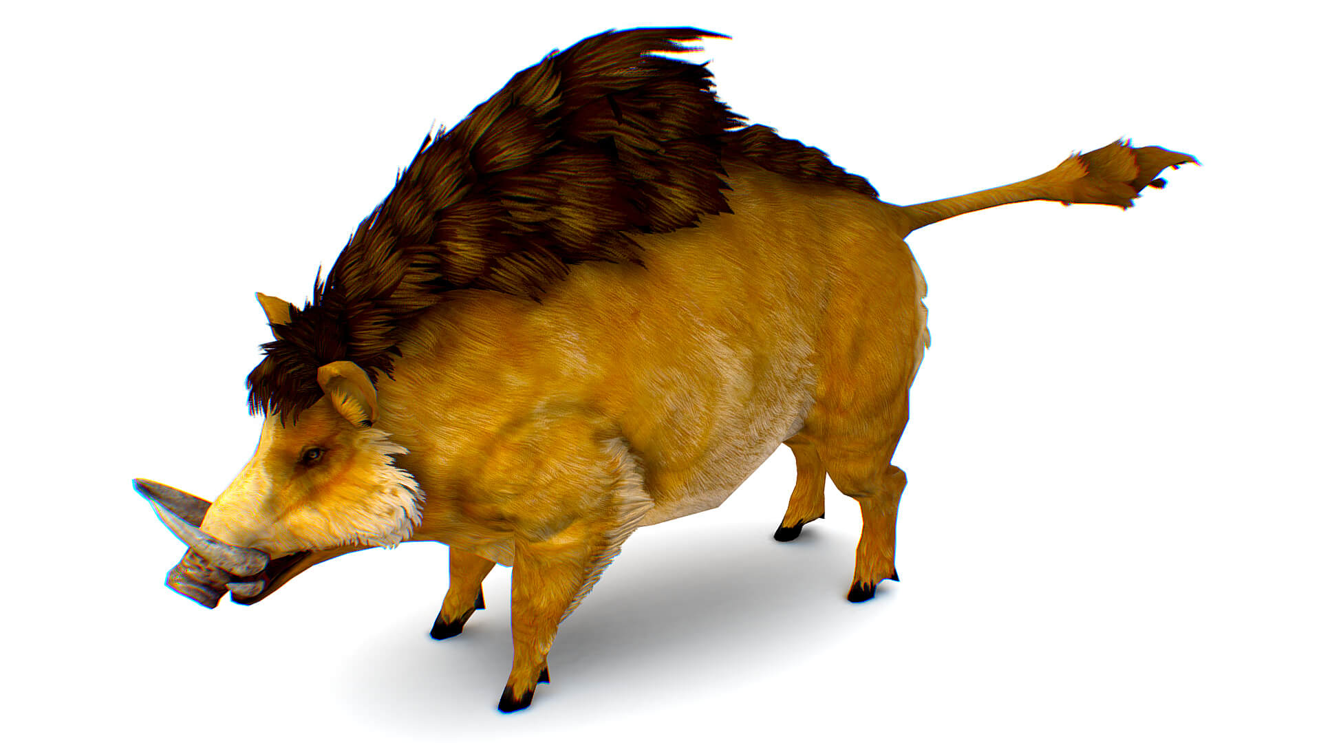 Boar Wild Pig Yellow Animal Bushpig Mammal - 3D Model by LiveBook3D