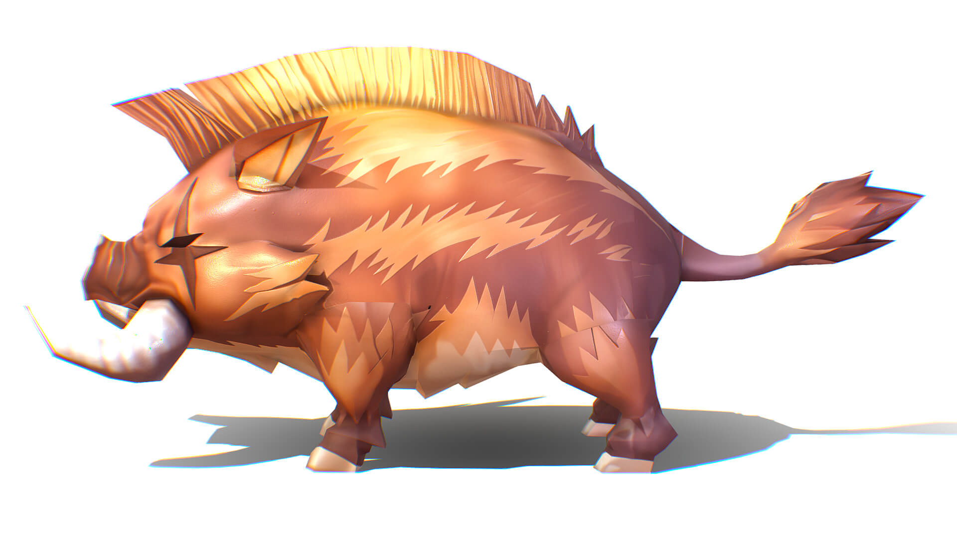 Boar Wild Pig Animal Bushpig Mammal Cartoon Style - 3D Model by LiveBook3D