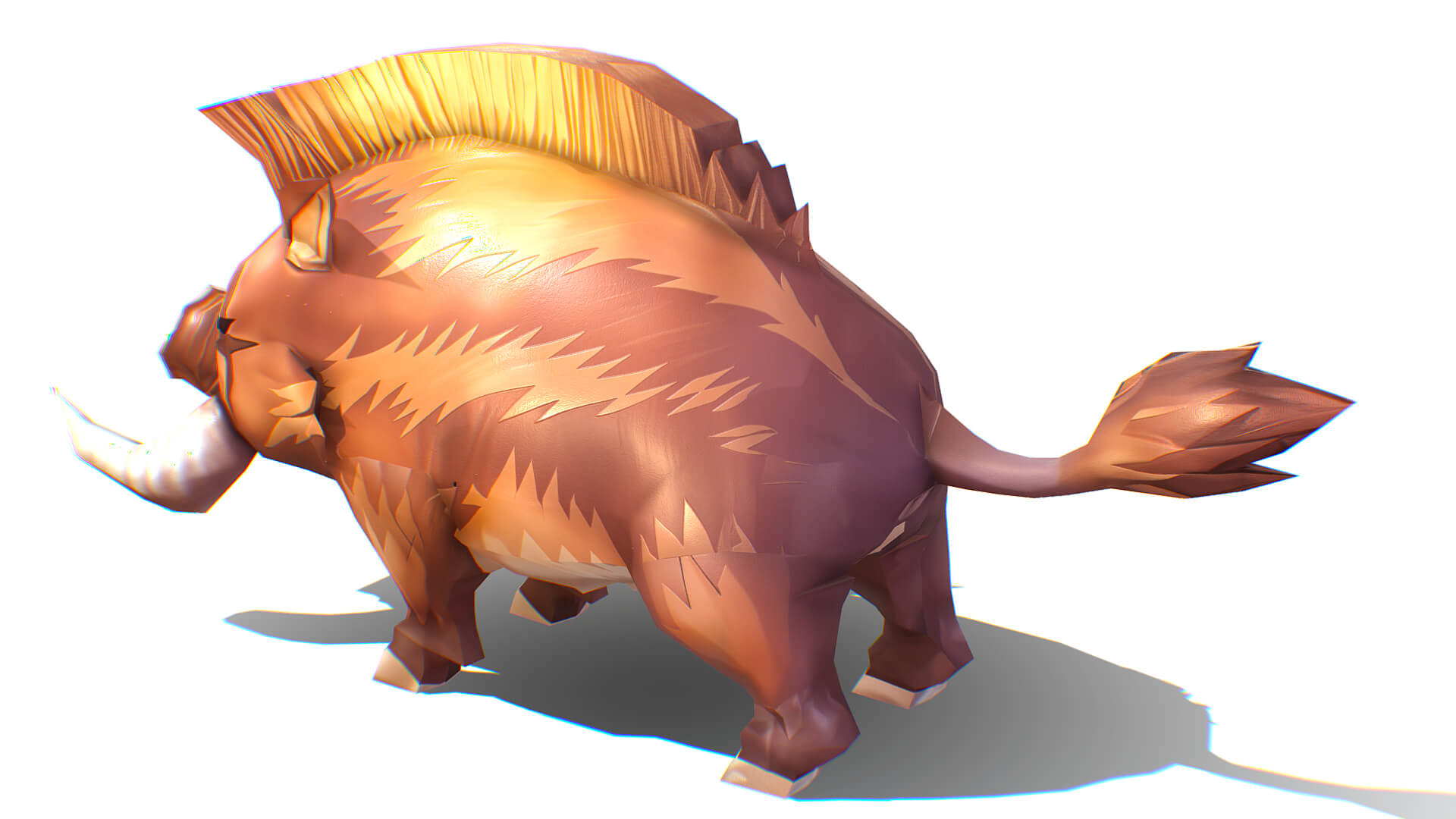 Boar Wild Pig Animal Bushpig Mammal Cartoon Style - 3D Model by LiveBook3D