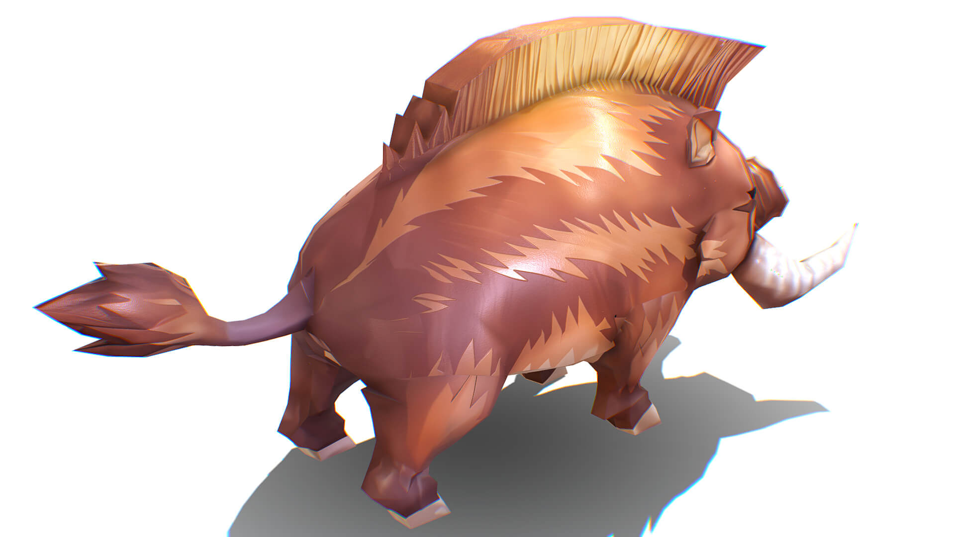 Boar Wild Pig Animal Bushpig Mammal Cartoon Style - 3D Model by LiveBook3D