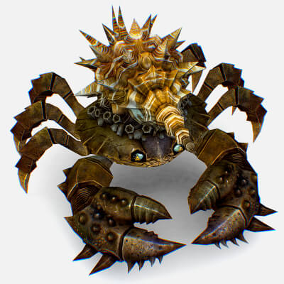 Brown Giant Crab Shell Crayfish Arthropods Sea Animal - 3D Model by ...