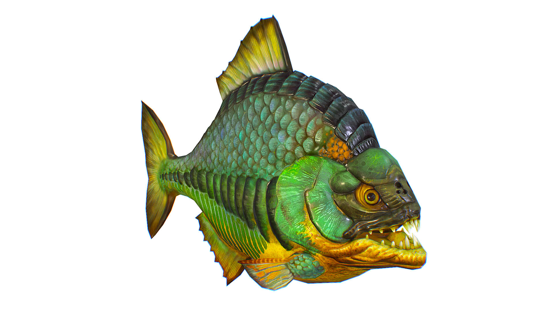 Piranha Predator Monster Fish Amazon River - 3D Model by LiveBook3D