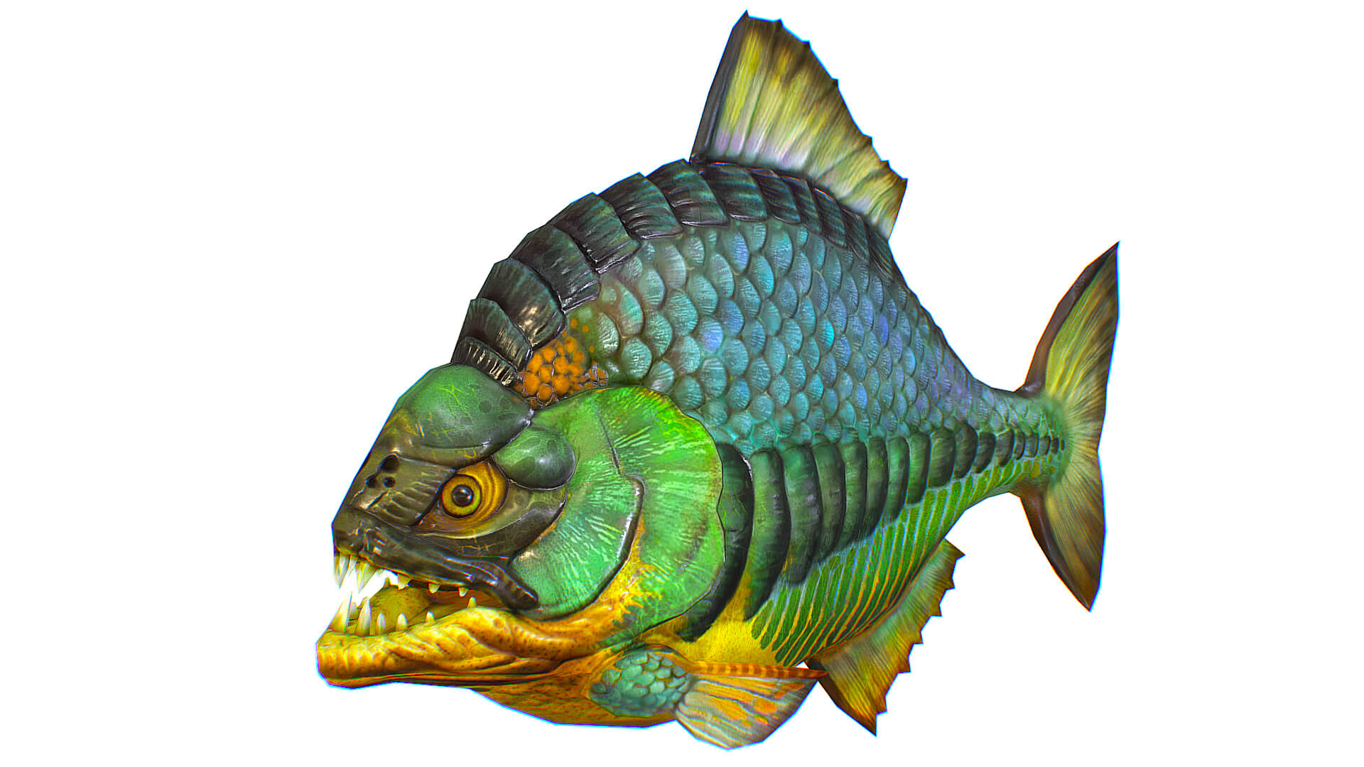 Piranha Predator Monster Fish Amazon River - 3D Model by LiveBook3D