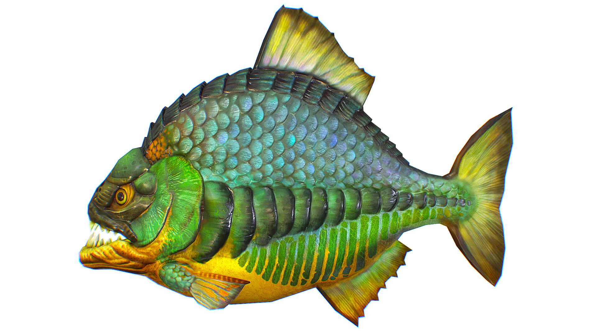 Piranha Predator Monster Fish Amazon River - 3D Model by LiveBook3D