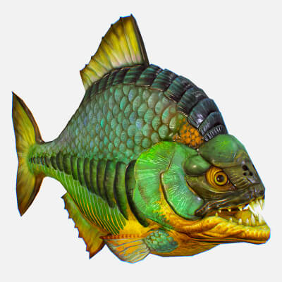 Piranha Predator Monster Fish Amazon River - 3D Model by LiveBook3D