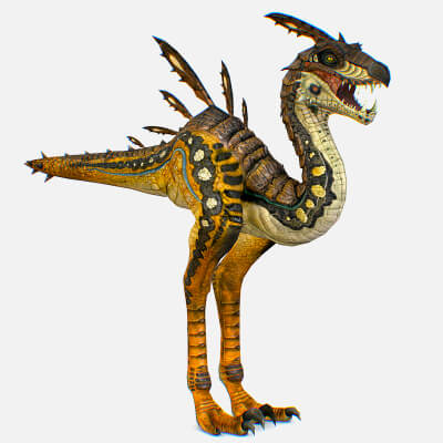 Raptor Axe Beak Dinosaur Creature Lizard Pet - 3D Model by LiveBook3D