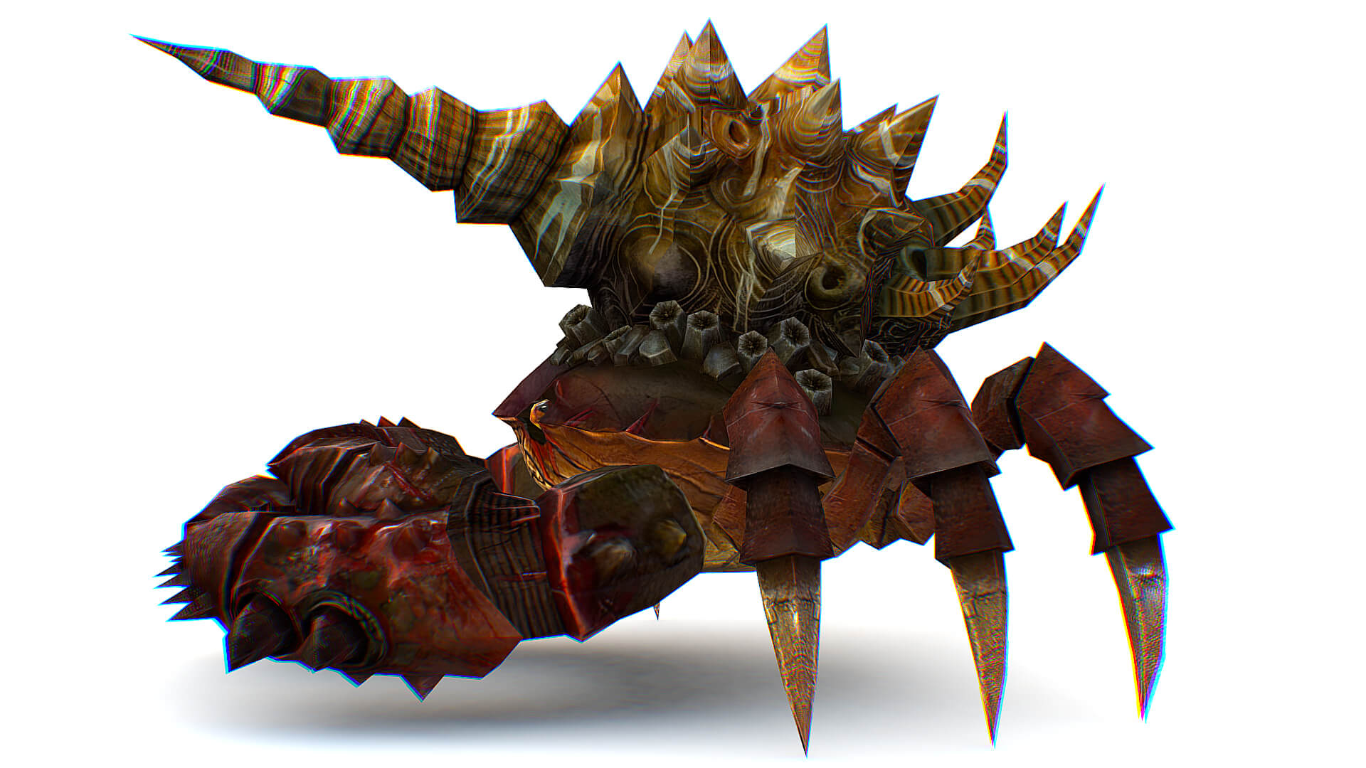 Red Giant Crab Shell Crayfish Arthropod Sea Animal - 3D Model by LiveBook3D