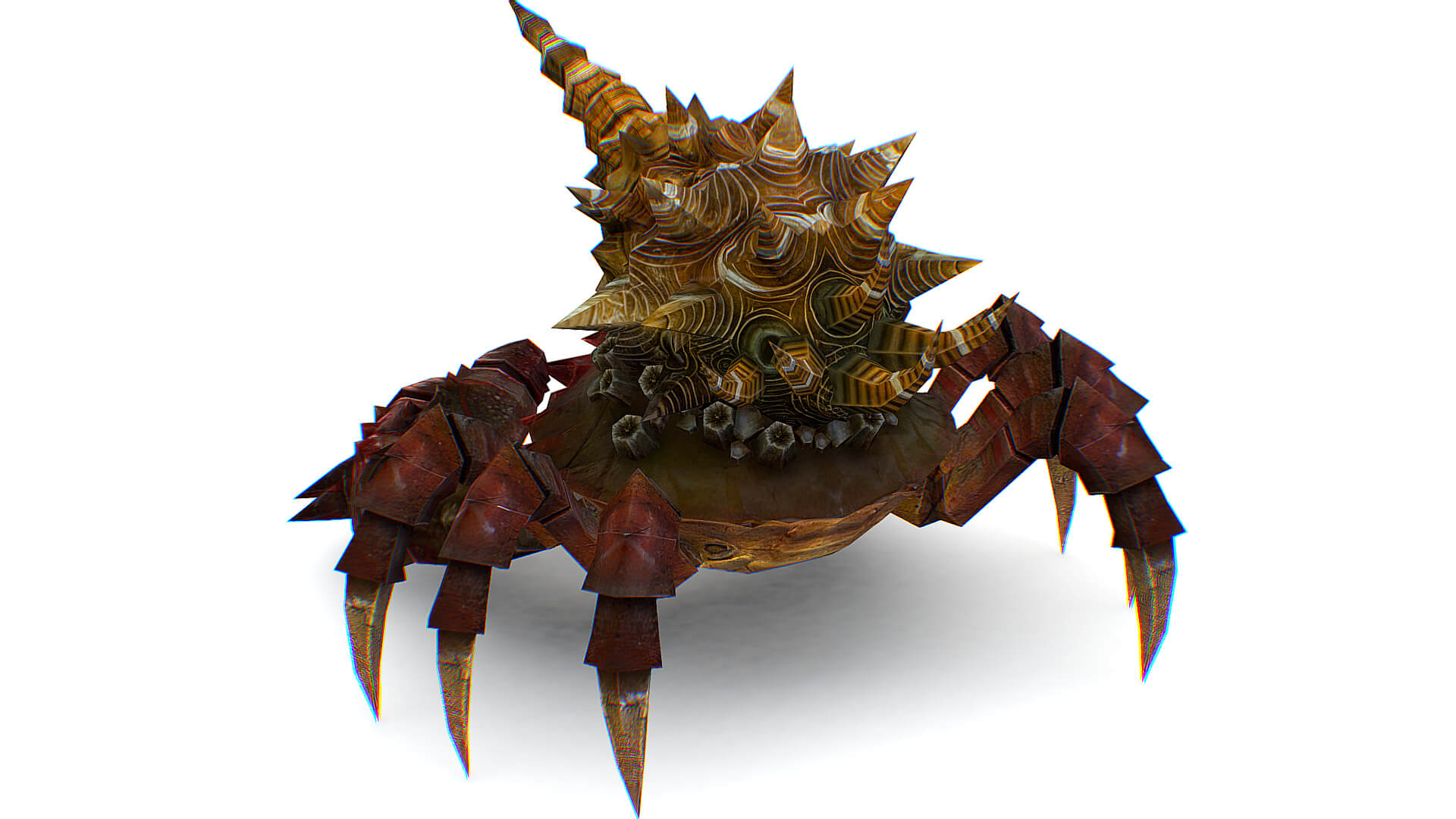 Red Giant Crab Shell Crayfish Arthropod Sea Animal - 3D Model by LiveBook3D