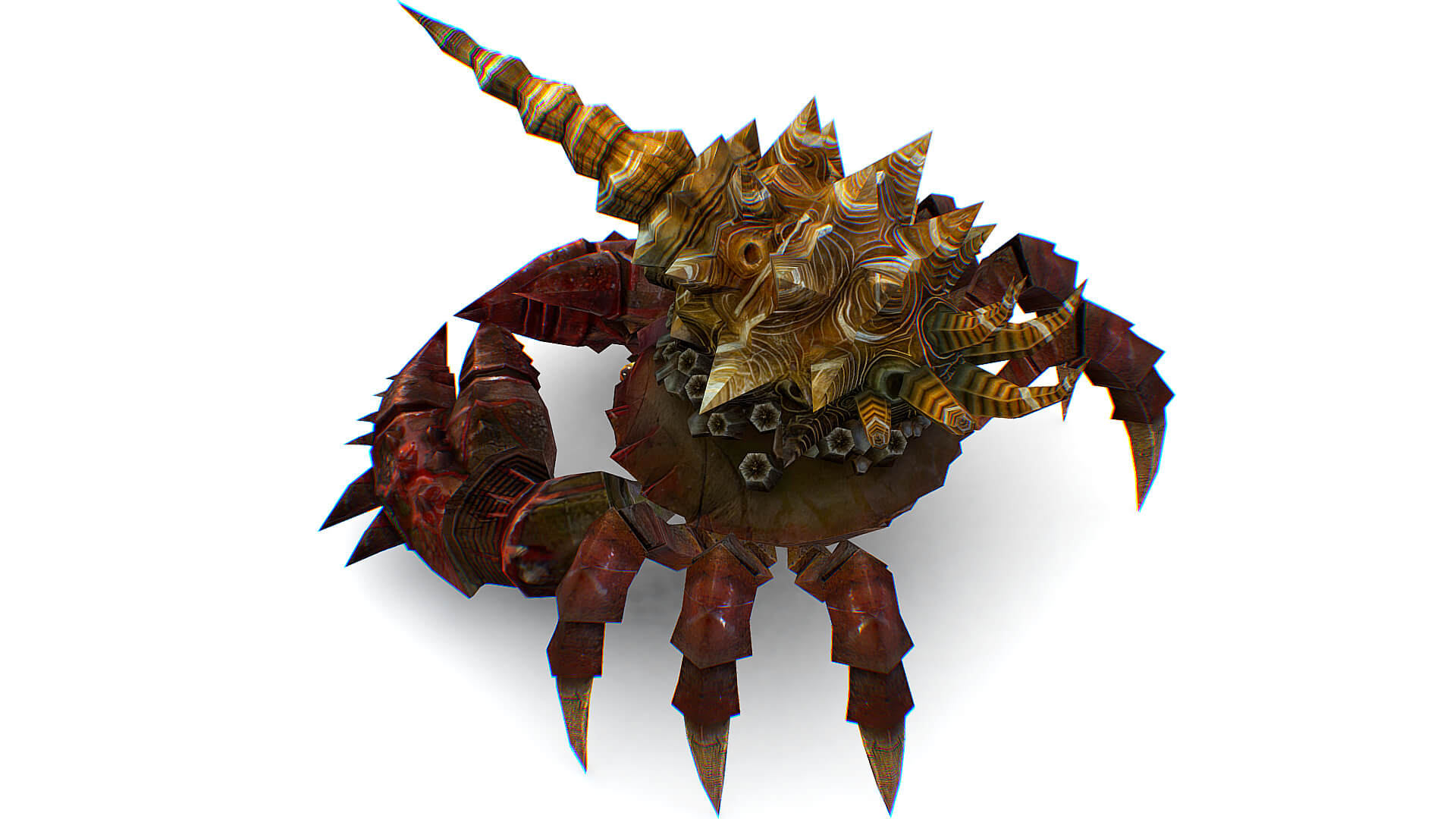 Red Giant Crab Shell Crayfish Arthropod Sea Animal - 3D Model by LiveBook3D