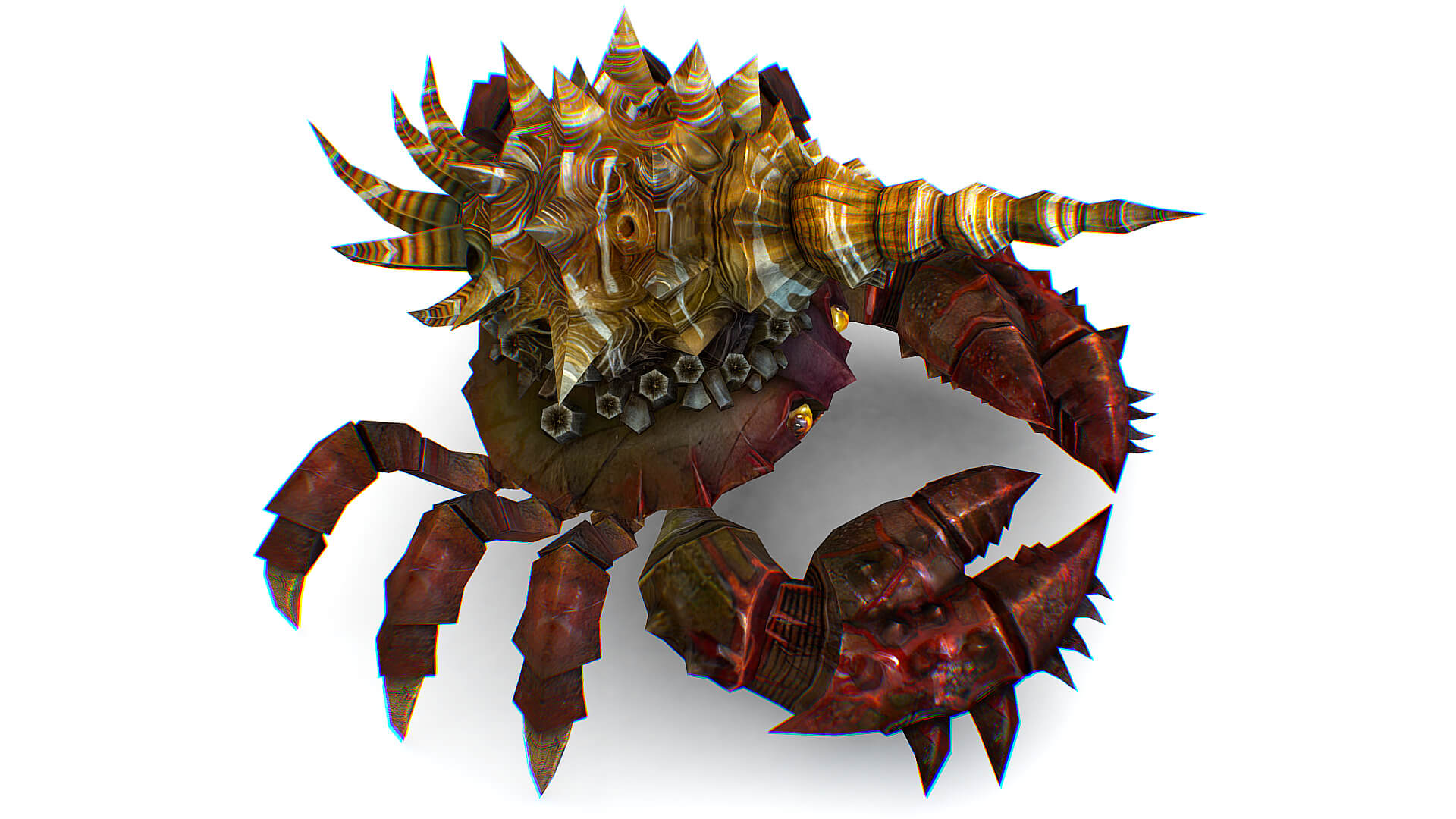 Red Giant Crab Shell Crayfish Arthropod Sea Animal - 3D Model by LiveBook3D