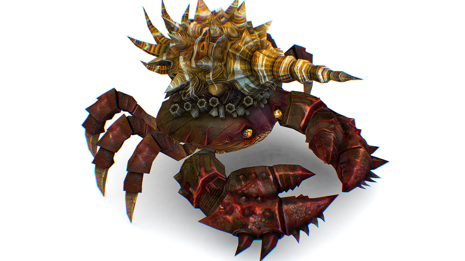 Red Giant Crab Shell Crayfish Arthropod Sea Animal - 3D Model by LiveBook3D