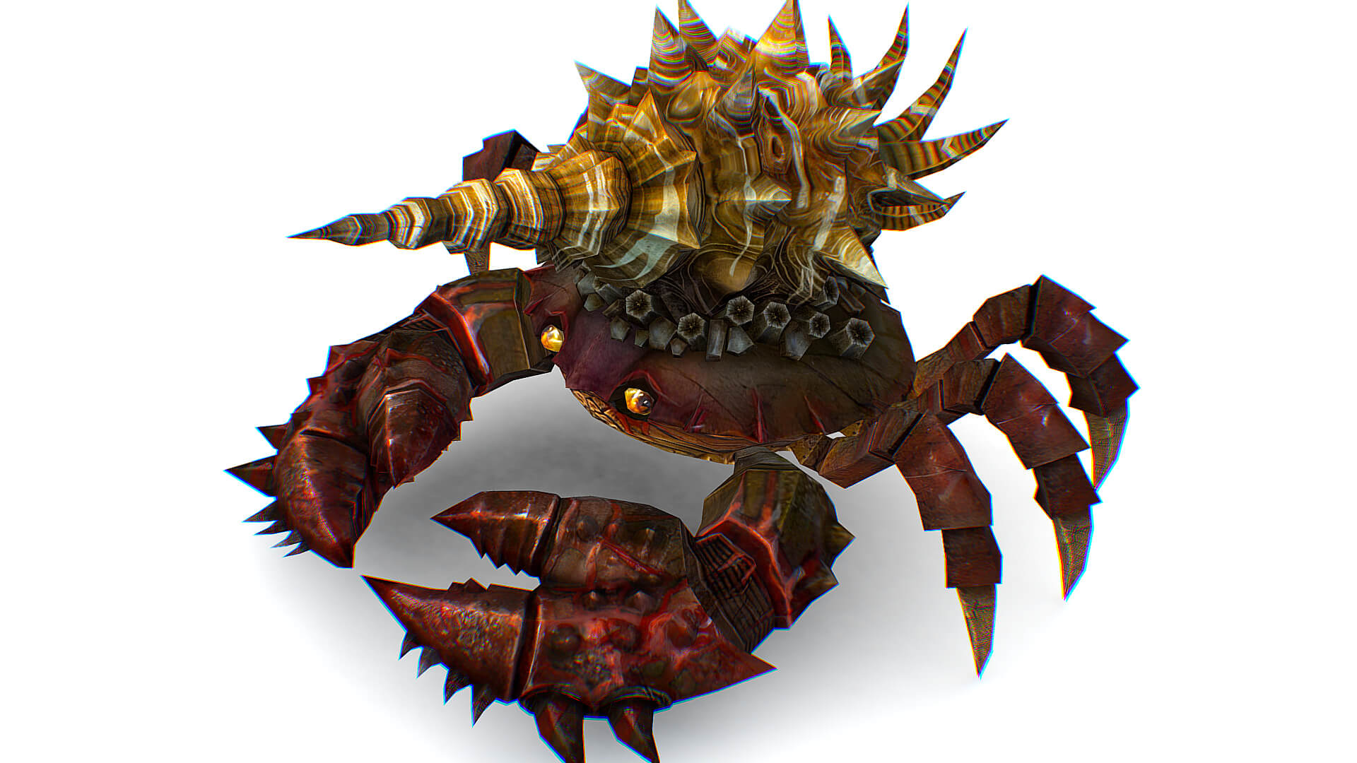 Red Giant Crab Shell Crayfish Arthropod Sea Animal - 3D Model by LiveBook3D