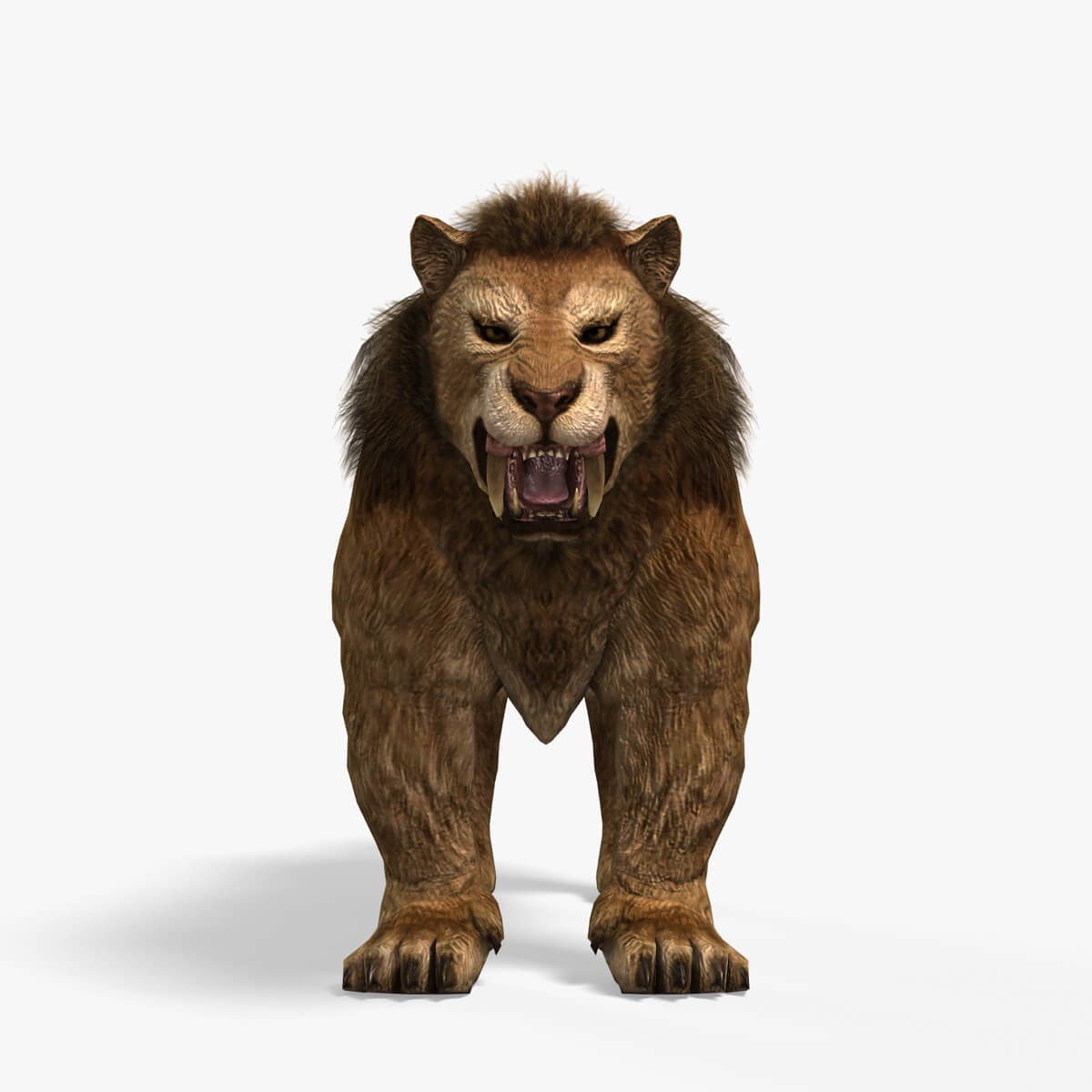 Saber Toothed Tiger Cave Lion Wild Cat Brown - 3D Model by LiveBook3D