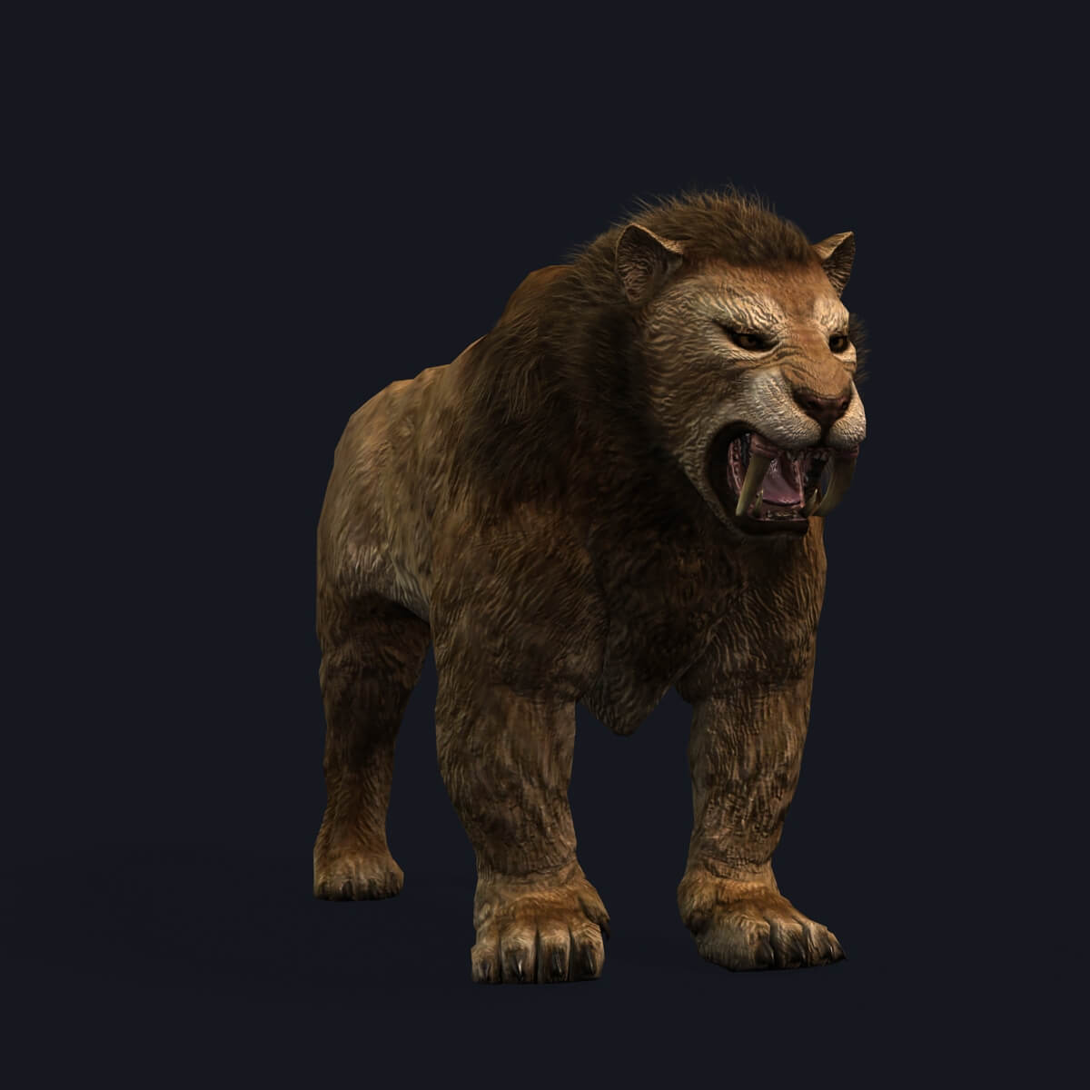 Saber Toothed Tiger Cave Lion Wild Cat Brown - 3D Model by LiveBook3D