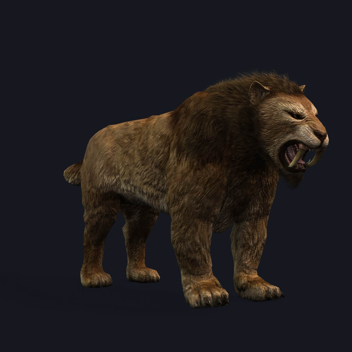 Saber Toothed Tiger Cave Lion Wild Cat Brown - 3D Model by LiveBook3D