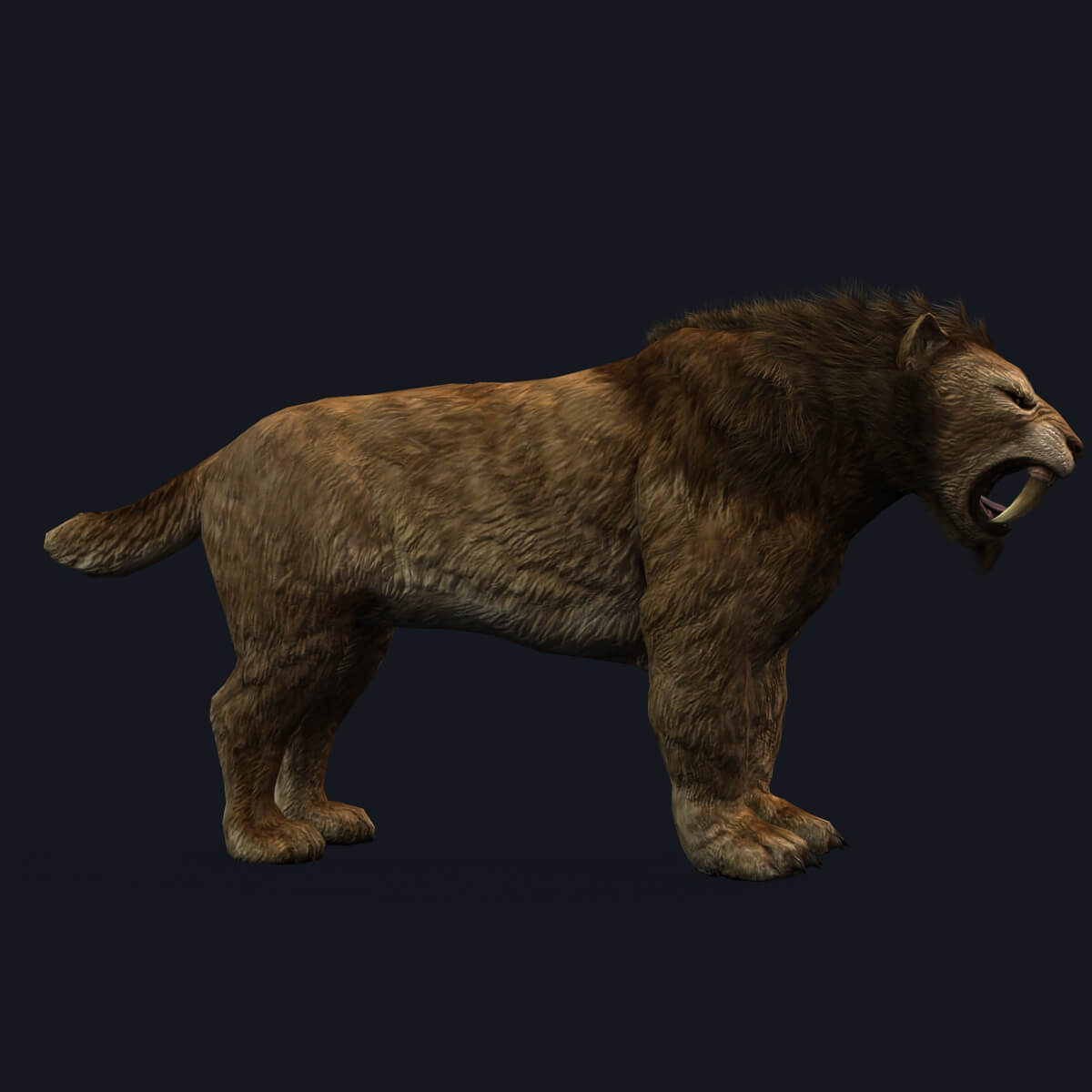Saber Toothed Tiger Cave Lion Wild Cat Brown - 3D Model by LiveBook3D