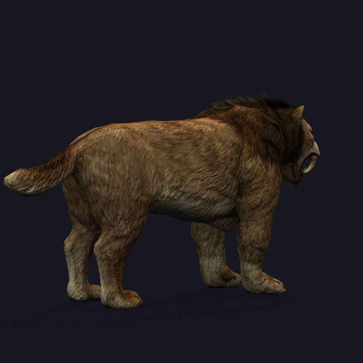 Saber Toothed Tiger Cave Lion Wild Cat Brown - 3D Model by LiveBook3D