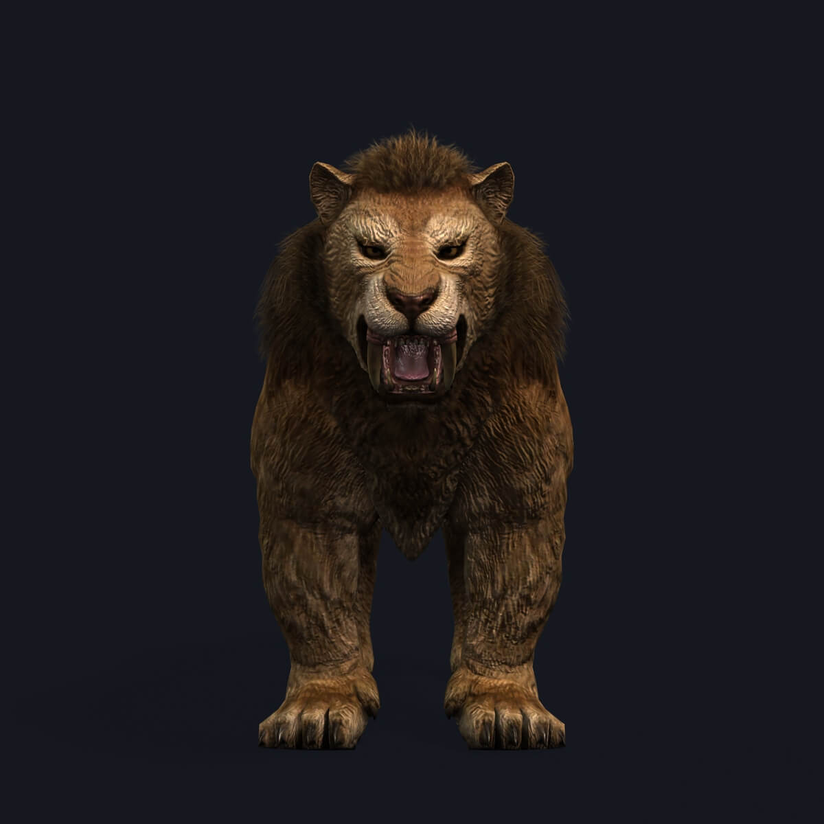 Saber Toothed Tiger Cave Lion Wild Cat Brown - 3D Model by LiveBook3D