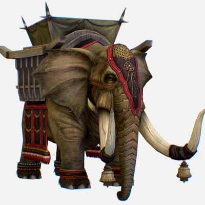 War Battle Elephant Wild Animal Mammal - 3D Model by LiveBook3D