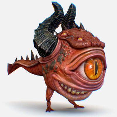 Watcher Monster Lizard One Big Eye Creature Character Mutant - 3D Model ...