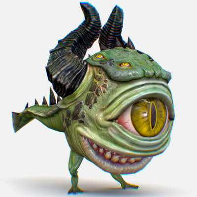 Watcher Monster Lizard One Big Eye Creature Character Mutant - 3D Model ...