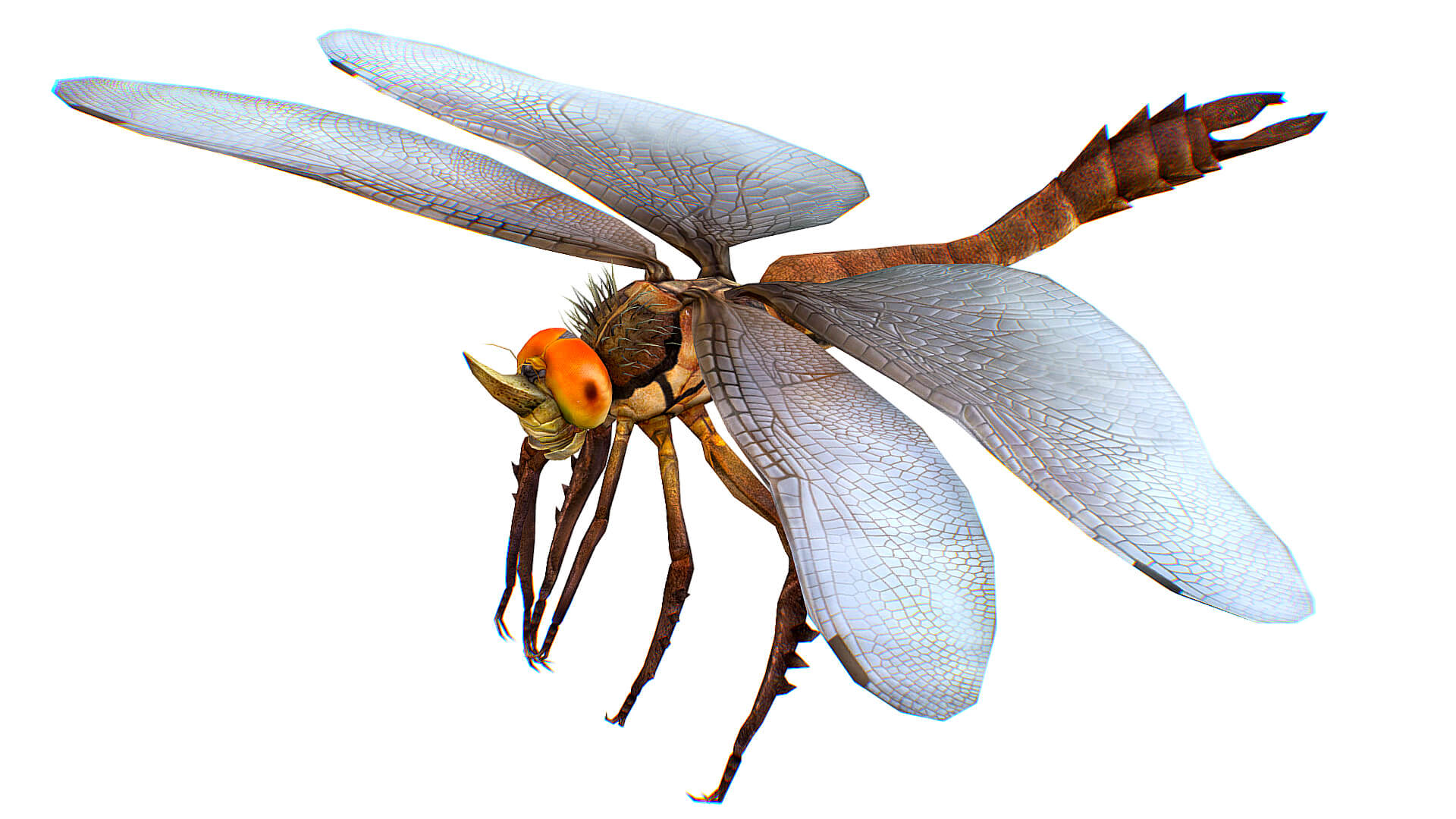 Yellow Dragonfly Damselfly Insect Zygoptera Animal - 3D Model by LiveBook3D