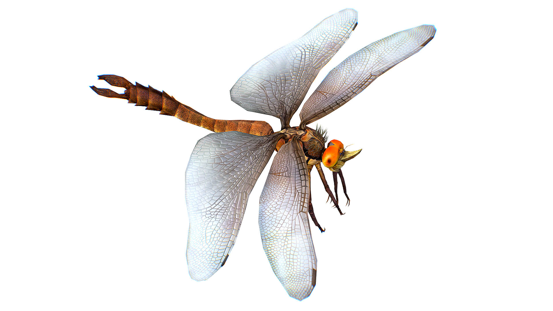 Yellow Dragonfly Damselfly Insect Zygoptera Animal - 3D Model by LiveBook3D