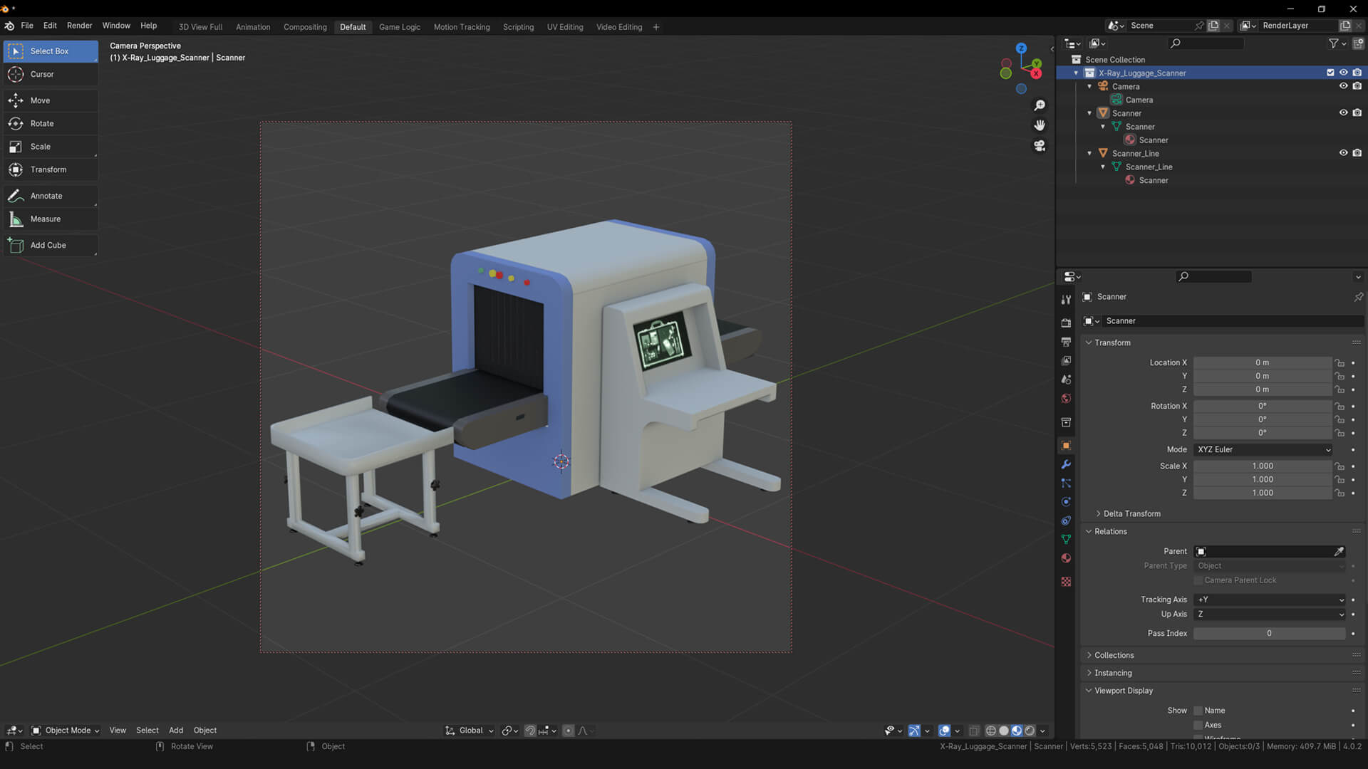 Airport X-Ray Baggage Scanner PBR 3D Model by Locus Models