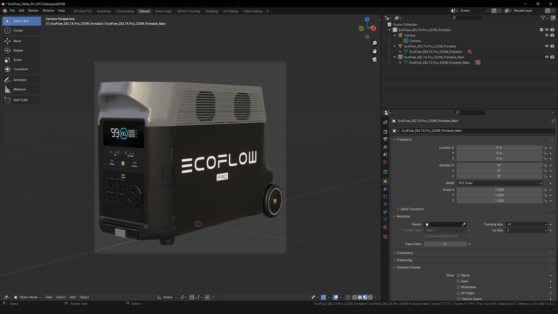 Ecoflow Delta Pro Portable Generator PBR - 3D Model by Locus Models