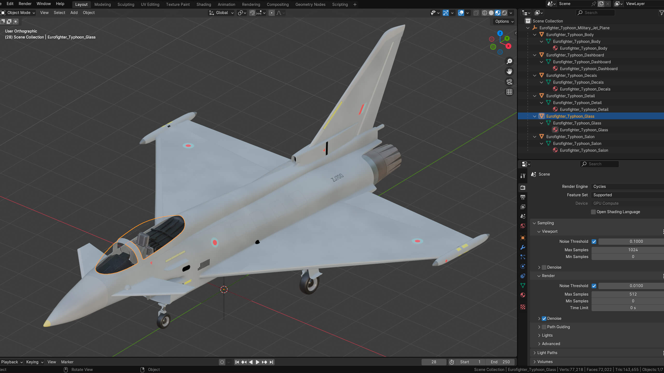 Eurofighter Typhoon Military Jet Plane With The Cockpit Pbr - 3D Model ...