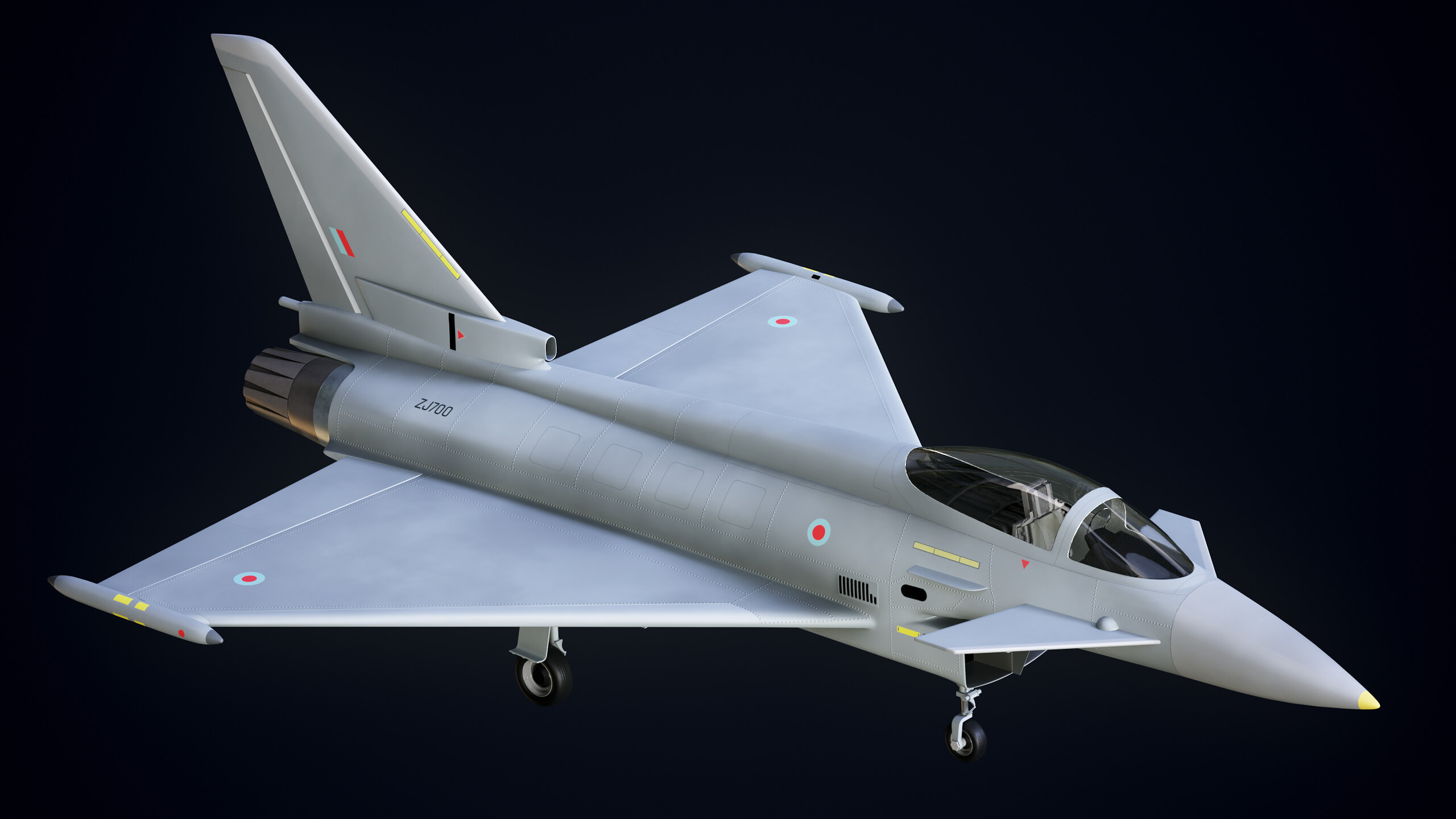 Eurofighter Typhoon Military Jet Plane With The Cockpit Pbr - 3D Model ...