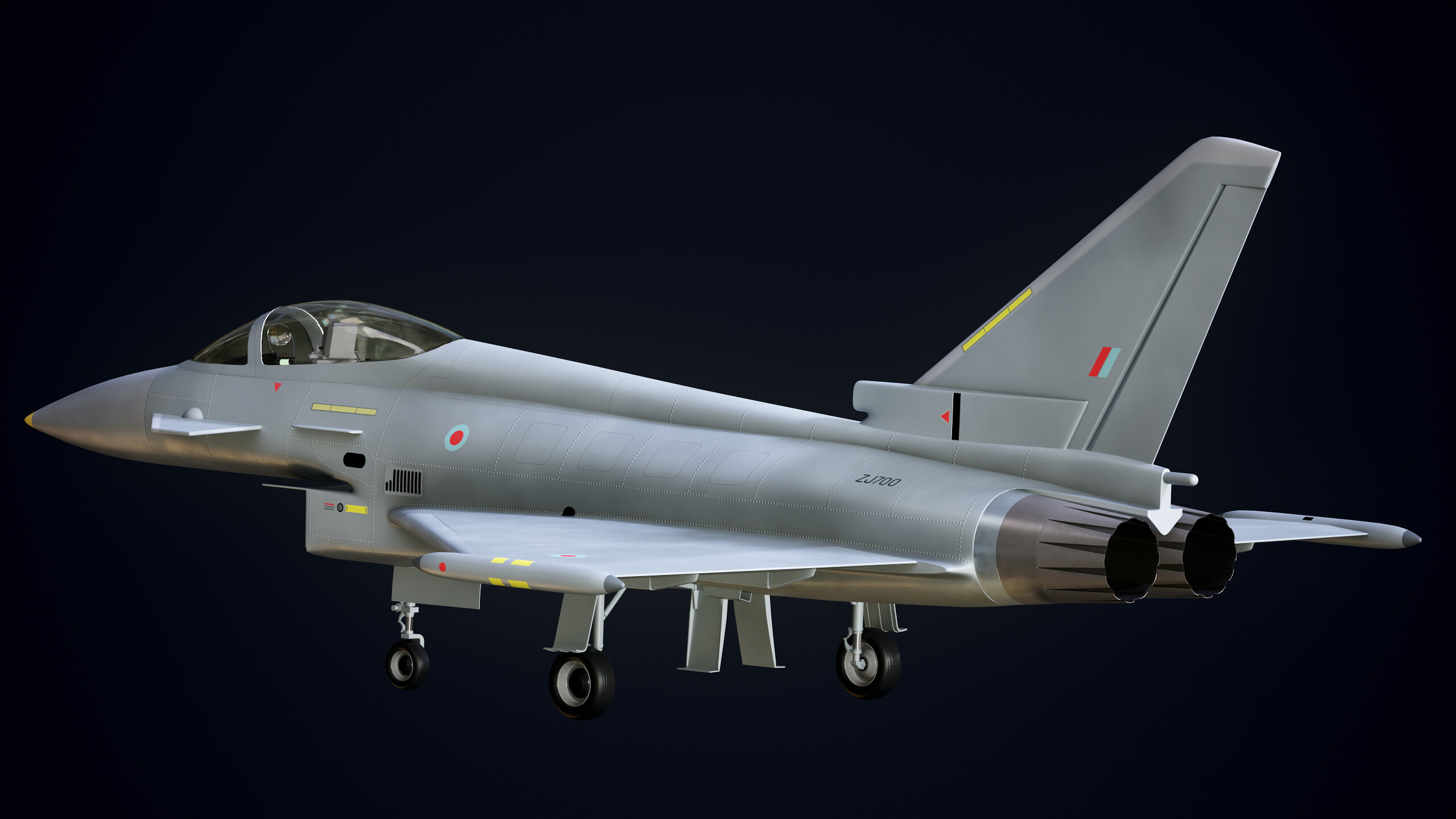 Eurofighter Typhoon Military Jet Plane With The Cockpit Pbr - 3D Model ...