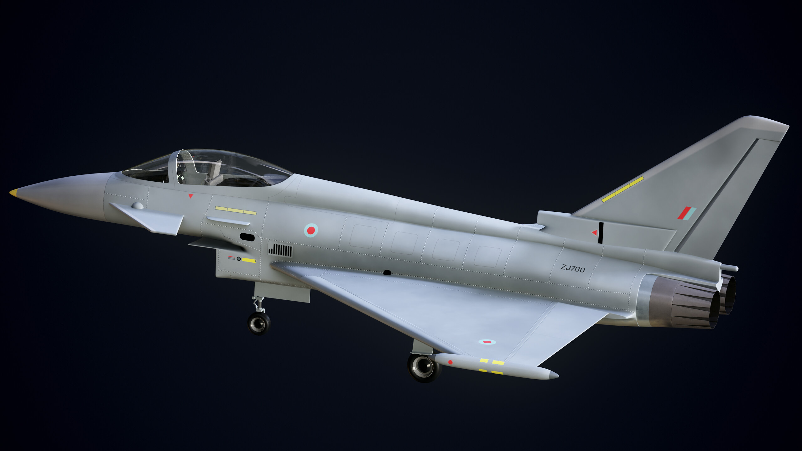 Eurofighter Typhoon Military Jet Plane With The Cockpit Pbr - 3D Model ...