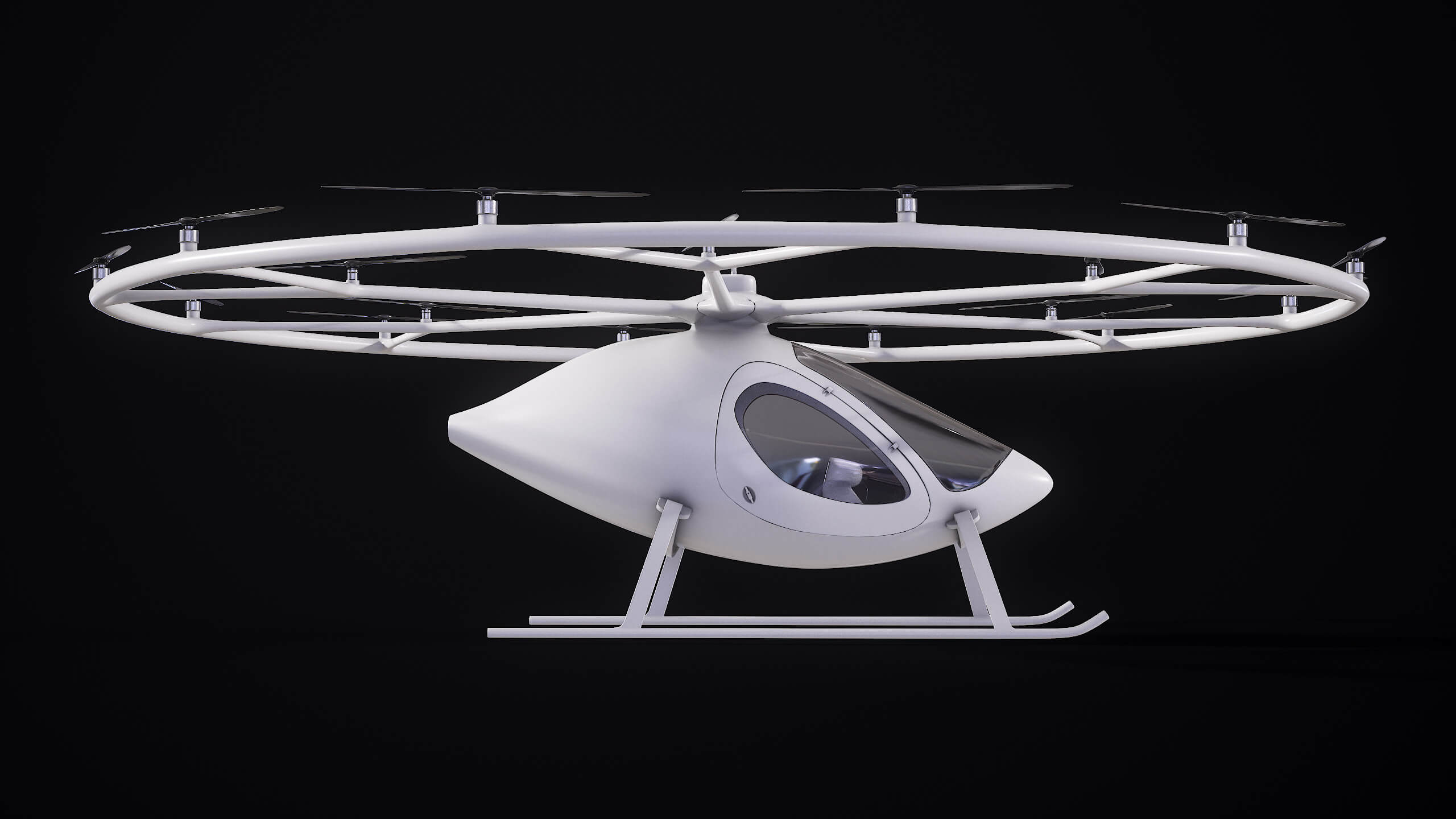 Evtol Flying Taxi Dubai White PBR - 3D Model by Locus Models