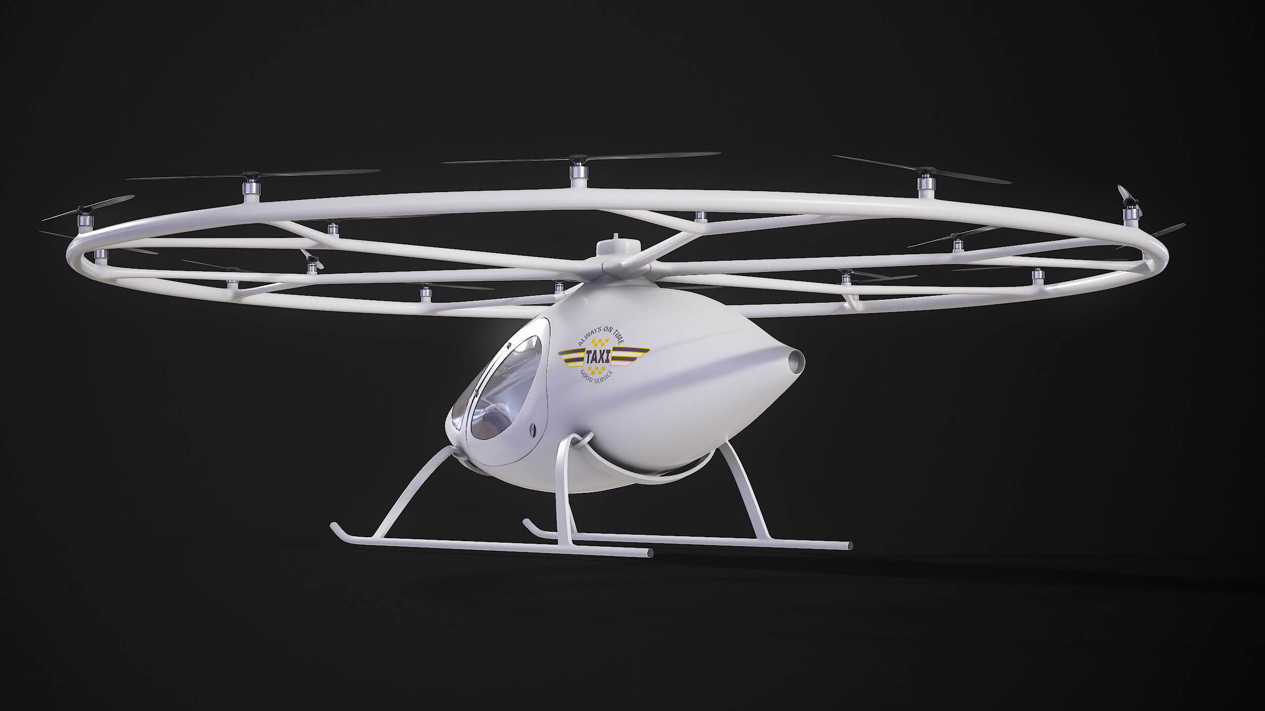 Evtol Flying Taxi Dubai White PBR - 3D Model by Locus Models